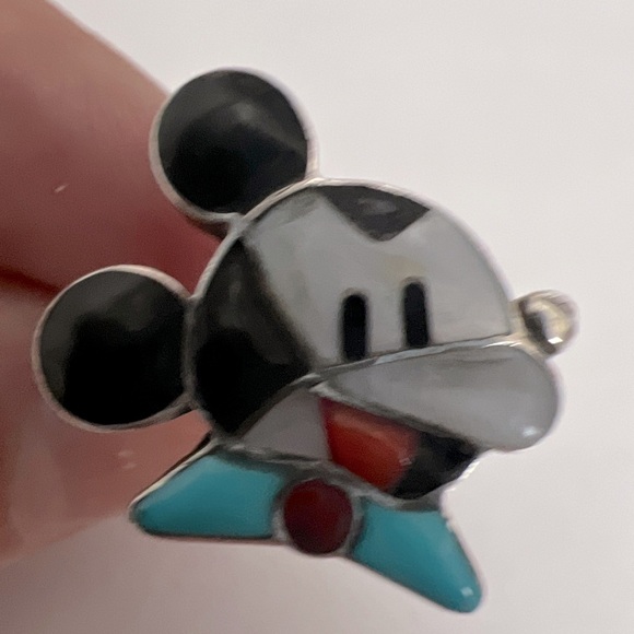 Jewelry | Vintage Zuni Toon Mickey Mouse Sterling Silver Turquoise Mop ...